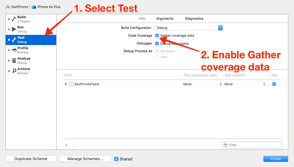 How To Enable And View Test Coverage Reports In Xcode 7 Roadfire Software